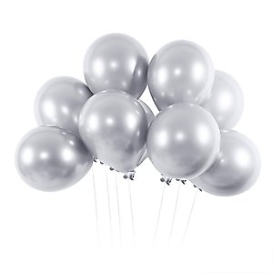 oditton Silver Balloons, 50PCS Birthday Balloons, Lustrous Balloons, 12inch(30cm) 100% Latex Helium Balloons, Birthday Wedding Baby Shower Graduation Anniversary Party Decorations