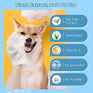 CKANDCK Pet Wipes for Dogs & Cats, Nourish Fur Glove Wipes for Daily Care and Traveling,Extra Thick Cleaning Deodorizing Grooming Gloves,Rinse Free, Unscented
