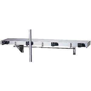 Bobrick 224x36 304 Stainless Steel Utility Shelf with Mop/Broom Holders and Rag Hooks, Holds 4 Mops, Satin Finish, 36" Length x 6" Height x 8" Depth
