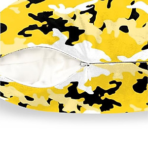 XMNYGJ Yellow Camo Throw Pillow Covers 16 x 16 Inch Decorative Square Cushion Case Soft Cozy Modern Pillowcase for Couch Sofa Bed Living Room Home Decor