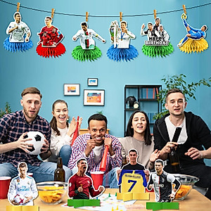 10 PCS Soccer Birthday Decorations Honeycomb Centerpieces, Football Star Party Decorations for Baby Shower, Soccer Themed Birthday Party Supplies Soccer Party Decorations