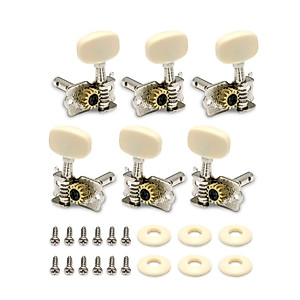 Metallor Guitar Machine Heads Tuning Pegs Tuners for Classical Acoustic Folk Guitar Individual Double Hole Chrome 3L 3R.