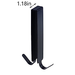 Tighall 2PCS Stainless Steel Black Double Sided Shower Door Hooks, Drilling-Free Over The Door Towel Rack, 6.77inch Length