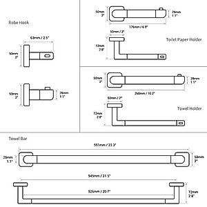 White Bathroom Hardware Accessories Set 4 Piece Wall Mounted Towel Bar Bath Towel Rail Cloth Rack Assemble, Stainless Steel
