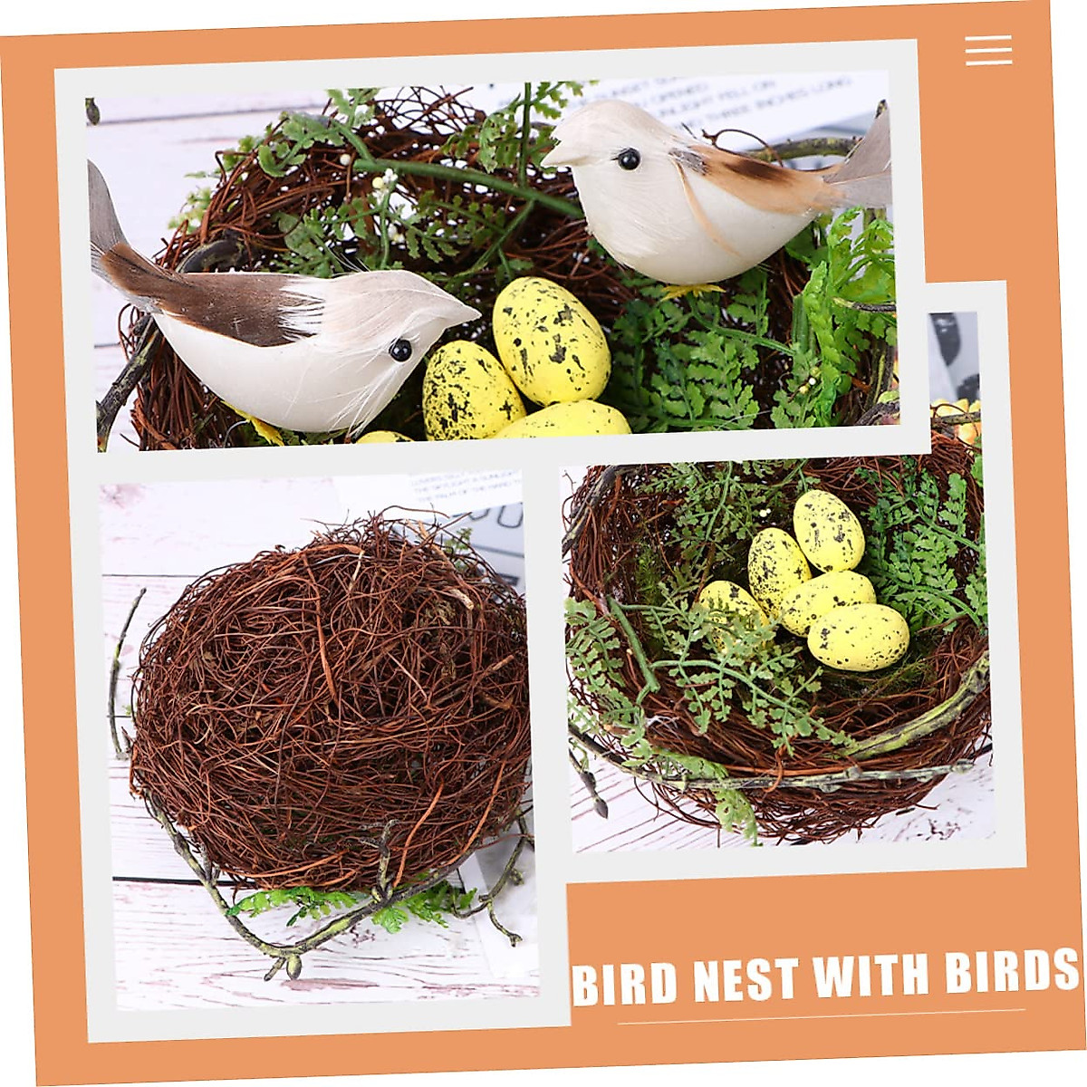 DECHOUS 1 Set Bird Nest Set Christmas Tree Ornaments Spring Fling Decorations Spring Decorations Rattan Bird Nest Easter Artificial Nests Easter Bird Birds Nest Easter Decorations Fake Egg