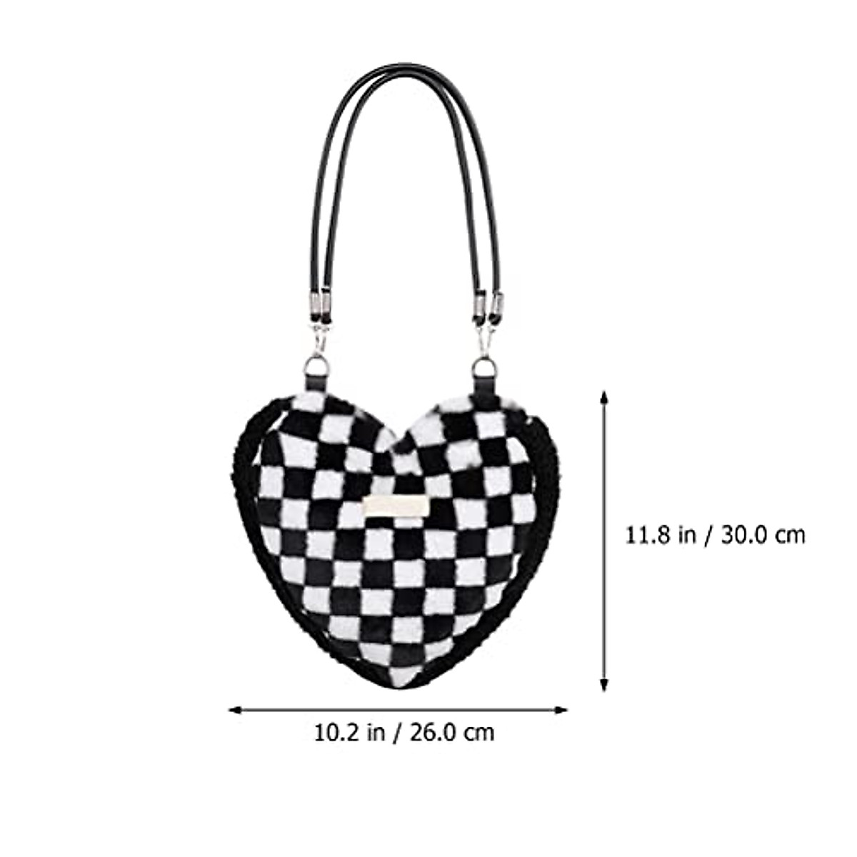 LUOZZY Lattice Pattern Plush Tote Bag Fashion Shoulder Bag Women Cross Body Bag for - Black and White Checkered