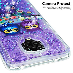 OOPKINS Glitter Liquid Case for Redmi Note 9 Pro Sparkle Floating Shiny Quicksand Clear Soft TPU Silicone Shockproof Protective Bumper Thin Cover for Redmi Note 9 Pro/9S Bling Couple Owl XY