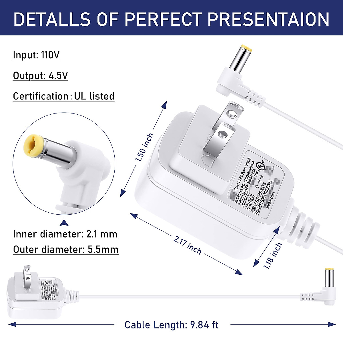 Sumind AC/DC Adapter Compatible with Lemax Lighted Accessory # 74254 94563 94565 94566 94527 94564, 4.5V 3 Output Power Adapter for Christmas Village Halloween Spooky Town Power Supply Charger(White)