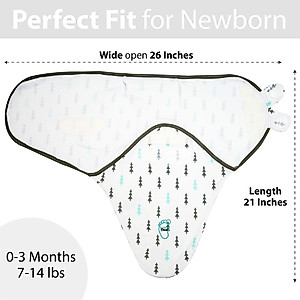 Baby Swaddle Blanket Wrap for Newborn & Infant, 0-3 Months 100% Breathable Cotton Swaddlers Sleep Sack with Adjustable Wings, 3 Pack Swaddling Blankets for Boys and Girls (Cactus)
