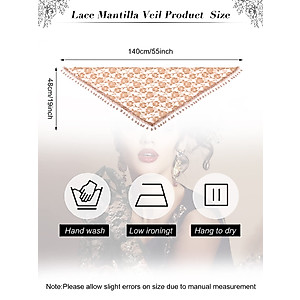 Zhanmai 6 Pieces Triangle Women Church Veil Lace Mantilla Wedding Shawl Catholic Floral Scarf Catholic Cover for Cathedral