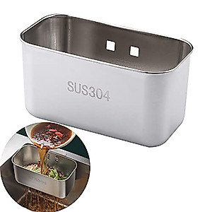 Stainless Steel Sink Drain Strainer Basket, Multifunction Sink Strainer Kitchen Food Catcher for Filter Kitchen Waste and Wash Vegetables Fruits (square silver)