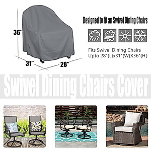 Outdoor Swivel Lounge Chair Cover, Heavy Duty Outdoor Chair Cover, Outdoor Lawn Patio Furniture Rocking Chair Cover（28" W X 31" D X 36" H）,480D Oxford Cloth,Grey
