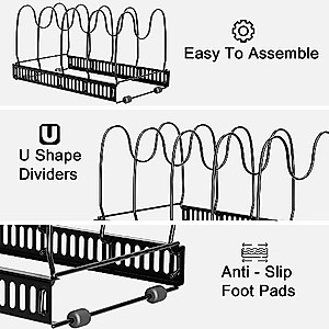 Mallnos Compact Pan Rack Organizer - Space-Saving Solution for Singles - Holds 4 Pans - Premium Iron Construction