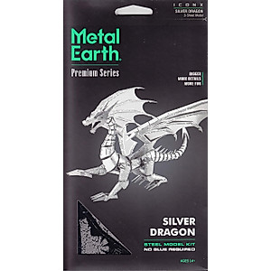Fascinations Metal Earth Premium Series Silver Dragon 3D Metal Model Kit