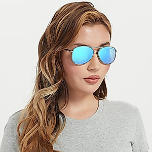 BOTPOV Aviator Sunglasses for Men Women Polarized UV400 Protection Mirrored Lens Metal Frame with Spring Hinges