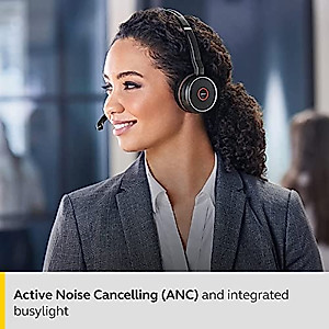 Jabra Evolve 75 MS Wireless Headset, Stereo – Includes Link 370 USB Adapter – Bluetooth Headset with World-Class Speakers, Active Noise-Cancelling Microphone, All Day Battery