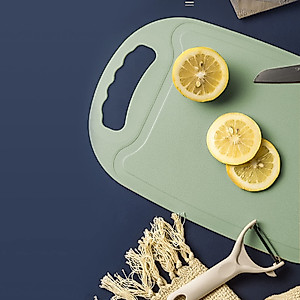 Kitchen Organic Bamboo Cutting Board with Easy Grip Handle，BPA Free Food Safe Wheat straw PP material Cutting Board combination. chinese Cutting Board