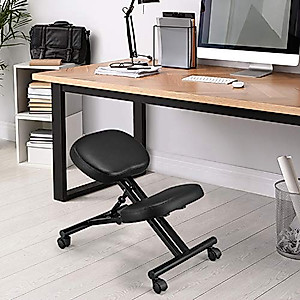 Topeakmart Home Office Ergonomic Kneeling Chair Adjustable Knee Stool Posture Corrective Angled Seat Black