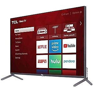 TCL 55R625 55-inch 6-Series 4K QLED UHD HDR Roku Smart TV Bundle with 37-70-inch Low Profile Wall Mount Kit, Deco Gear Wireless Keyboard and 6-Outlet Surge Adapter with Night Light