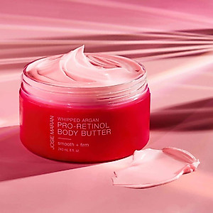 Josie Maran Pro Retinol Argan Oil Body Butter (8oz Unscented) - Vitamin E Skincare Lotion - Hydrating Face Care Cream - Pure Organic Scar Moisturizer Treatment - Natural Stretch Mark Remover Serum