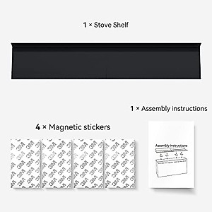 JNIHEEP Kitchen Shelf for Stove,Magnetic Shelf for Kitchen Stove with Easy Installation,Metal Black Kitchen Storage Organization for Stovetop- 30" Length