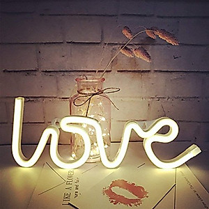 QiaoFei Neon Love Signs Light LED Love Art Decorative Marquee Sign - Wall Decor/Table Decor for Wedding Party Kids Room Living Room House Bar Pub Hotel Beach Recreational (Warm White)