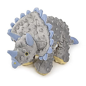 goDog Dinos Frills Squeaky Plush Dog Toy, Chew Guard Technology - Gray, Large