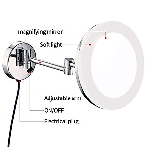 FQYYDD Illuminated Makeup Mirror Wall Hanging Bright Light Makeup Mirror With Led Lights And Zoomed In