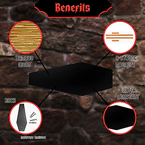 Magnetic Knife Holder - Kitchen Knife Stand for Wall & Spooky Kitchen Decor - Coffin Shaped Knife Dock - Underground Whispers Gothic Decor & Home Accessories