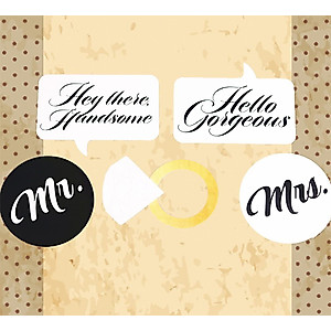 Wedding Party Photo Booth Props Kit, Toshine DIY Photo Booth for Wedding Bridal Shower Party Favor Supplies Pose Sign Dress Up Fun Accessories (12 Pcs)