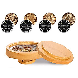 Cocktail Smoker with Wood Shavings Old Fashioned Cold Smoker for Cocktail, Whiskey, Wine, Bourbon , Cheese, Meat and More, Cocktail Smoking Kit Wood Chips Father's Day Gift