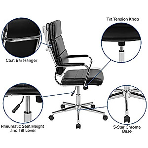 Flash Furniture Hansel High Back Black LeatherSoft Contemporary Panel Executive Swivel Office Chair