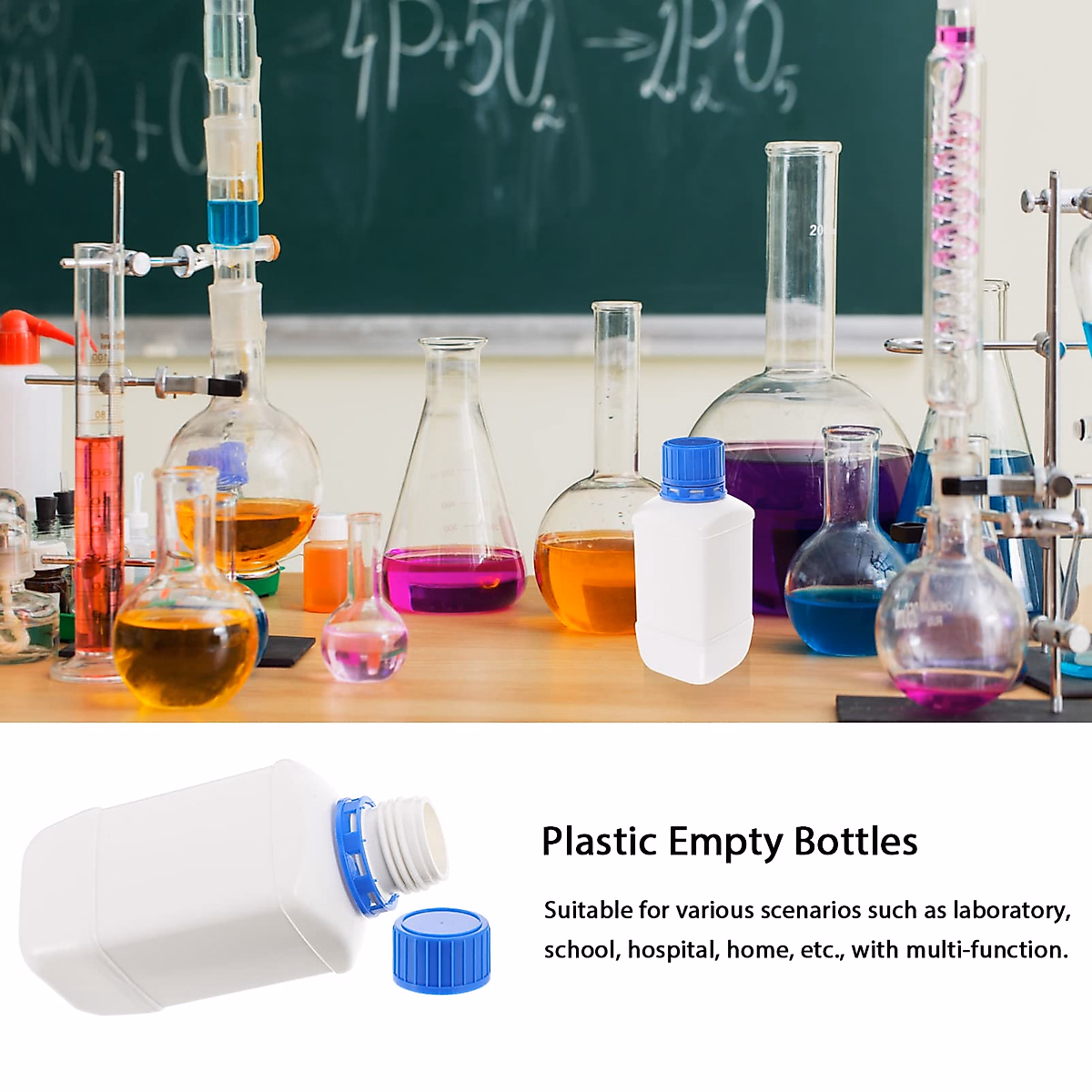 ULTECHNOVO 10 Pcs Reagent Plastic Bottle Laboratory Chemical Reagent Bottles Sample Sealing Square Bottle Sample Storage Square Bottle Container with Lid Liquid Bottle White Wide Mouth