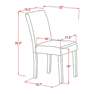 HomeStock Baroque Brilliance 9 Pc Kitchen Set for 8 Dining Table with Leaf and Eight Parson Chair with Linen White Leg and Linen Fabric Light Beige
