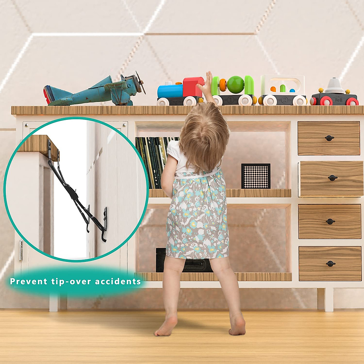 WALI Anti-Tip Straps, Heavy Duty Safety Protection Fit Most Flat Screen TVs and Furniture (TAS001), 2 Pack, Black