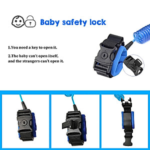 Toddler Safety Leash for Kids & Child | Baby Wrist Leash for Walking - Upgraded Version with Lock-Blue