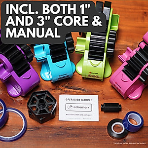 Echomerx Multi-Roll Heat Tape Dispenser Sublimation - Best Cut Heat Resistant Thermal Tape for Sublimation Transfer, Pen Holder, 1 and 3 inch Core, Optional Heat Press Tape Pack, Pink