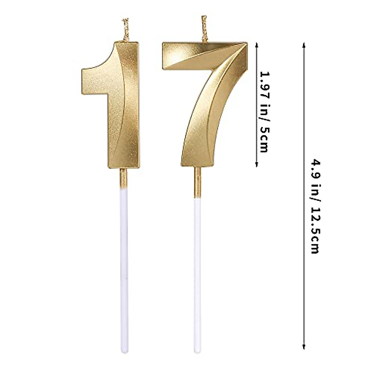 Gold 17th & 71st Birthday Candles for Cakes, Number 17 71 Glitter Candle Cake Topper for Party Anniversary Wedding Celebration Decoration