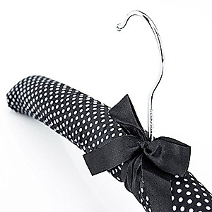 HANGERWORLD 5 Black and White Polka Dot 17inch Satin Padded Top Garment Clothes Coat Hangers