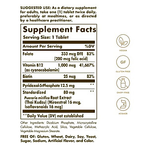 Solgar PM PhytoGen Complex, 60 Tablets - Pueraria Mirifica - Balancing Formula for Women, Energy Metabolism, Nervous System Health - Vegan, Gluten Free, Dairy Free, Kosher - 60 Servings