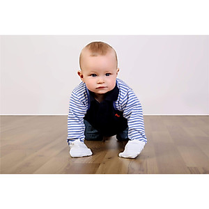 ScratchSleeves | Little Boys' Stay-On Scratch Mitts | Stripes | Blue and Cream | 3-4y