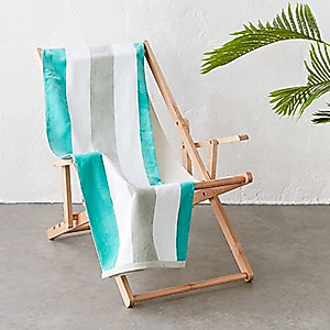 Amazon Basics Oversized Premium Cotton Beach Towel - Pop Stripe - Turquoise/Gray, 36" x 72", 2-Pack