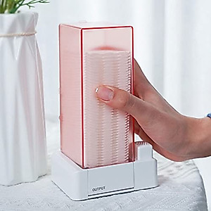 Automatic Cotton Pad Dispenser, Automatic Cotton Pad Holder Press Out Makeup Cotton Square Holder Dispenser for Pads (White)