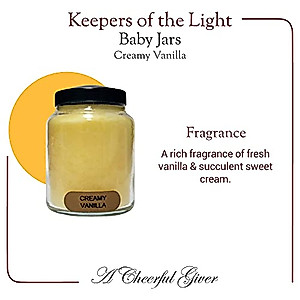 A Cheerful Giver - Creamy Vanilla Baby Scented Glass Jar Candle (6oz) with Lid & True to Life Fragrance Made in USA