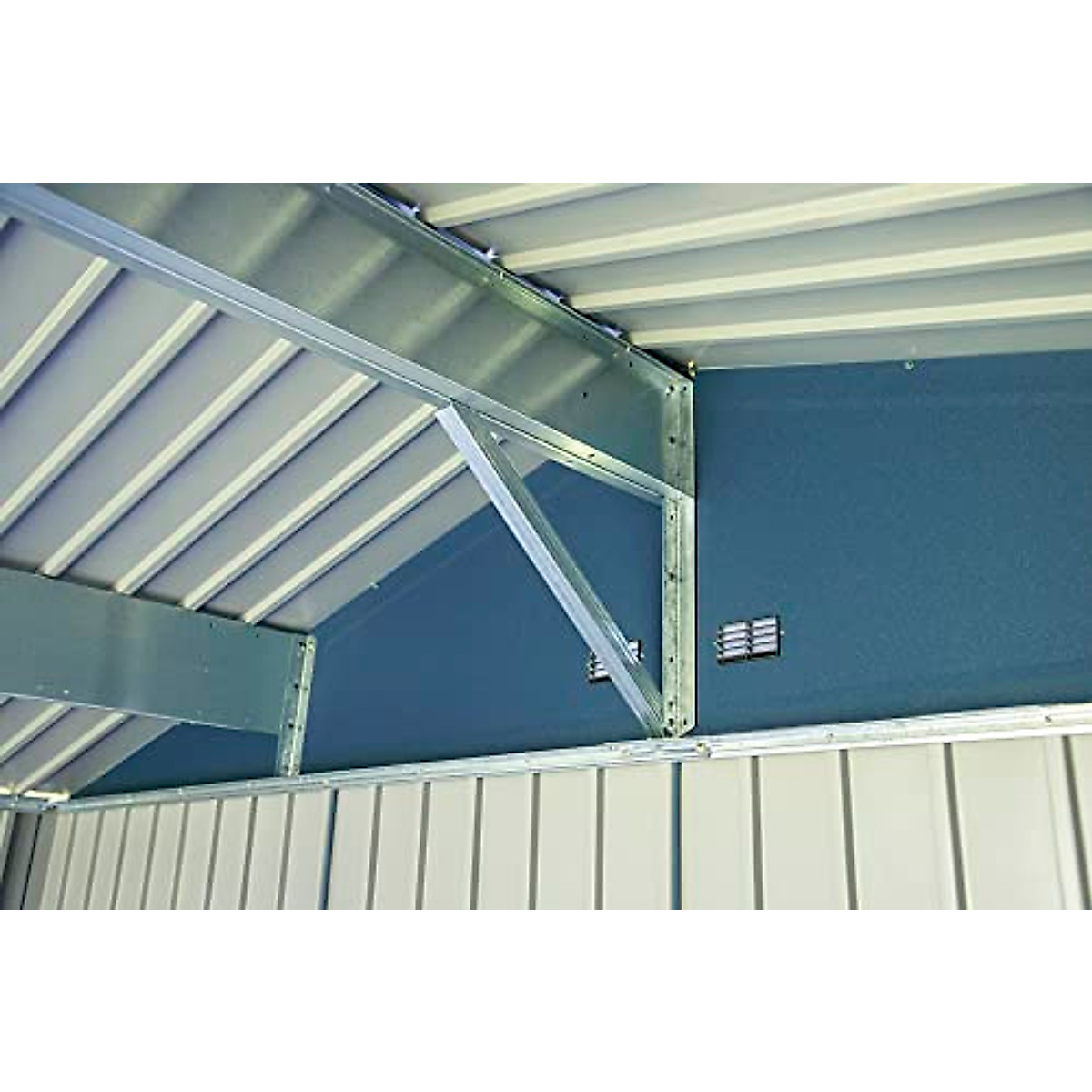 Arrow Shed Elite 12' x 16' Outdoor Lockable Gable Roof Steel Storage Shed Building, Blue Grey