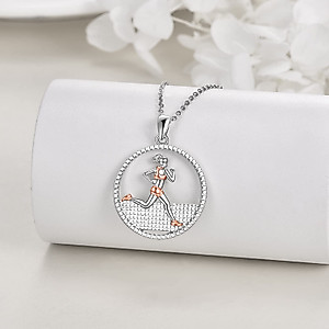 CRMAD Running Necklace for Women Sterling Silver Runner Pendant Marathon Outdoor Sport Gift