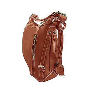 Roma Leathers Gun Concealment Purse - Vegan Leather, Convertible Multi-Purpose Strap Lockable YKK Zipper (Brown)