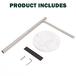 BathAce Hand Towel Holder, L-Shape Hand Towel Stand with Marble Base, Stainless Steel Swivel Stand Hand Towel Rack Free-Standing Towel Bar for Bathroom Kitchen Countertop, 1 Arms (Brushed Nickel)