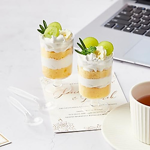 Kucoele 40 Pack 3 OZ Mini Dessert Cups with Spoons, Reusable Plastic Wine Cups Small Clear Party Serving Cups for Parfait Appetizer Pudding MousseTasting