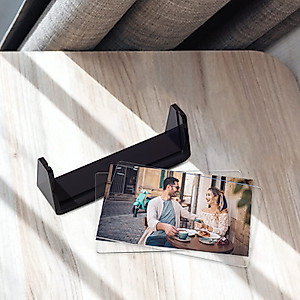Boxalls 2 Pack Acrylic Picture Frames 4x6 with Translucent Black Base Stand, Frameless Photo Frame for Tabletop or Desktop Display (Horizontal + Vertical)